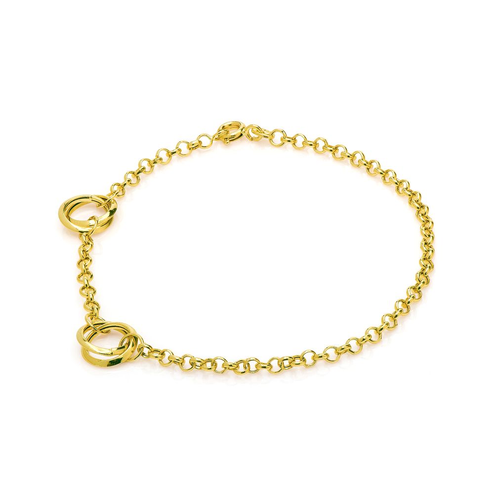 Pulseira em Ouro 18k Malha Portuguesa com Circulos de 19cm pu03811 ...